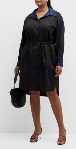 Whitney Morgan - Plus Size Two-Tone Poplin Shirtdress