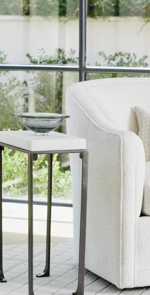 William D Scott - Large Zen Side Table with White Honed Marble Top