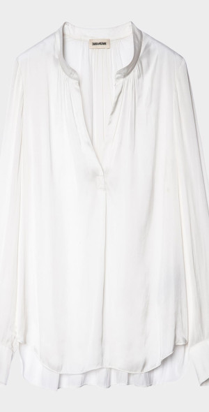 Zadig & Voltaire - Tink V-Neck Satin Long-Sleeve Blouse