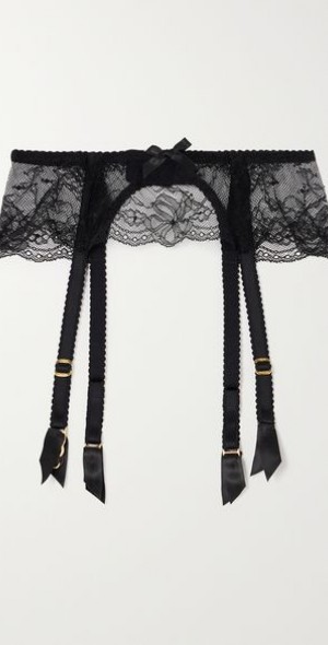 AGENT PROVOCATEUR - Isedora satin-trimmed lace suspender belt