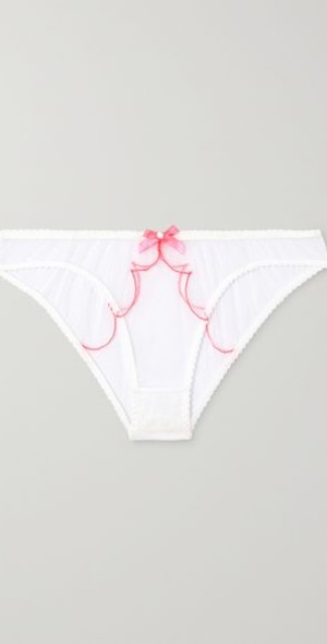 AGENT PROVOCATEUR - Lorna bow-embellished embroidered tulle briefs
