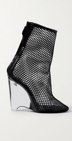 ALAÏA - La Cage 100 patent leather-trimmed fishnet ankle boots