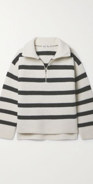 ALEX MILL - Felix striped merino wool half-zip sweater