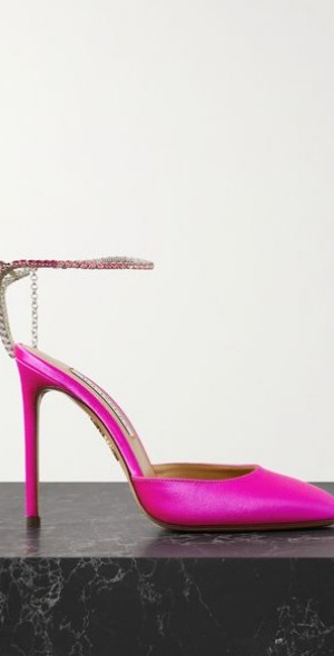 AQUAZZURA - Ice 105 crystal-embellished satin pumps