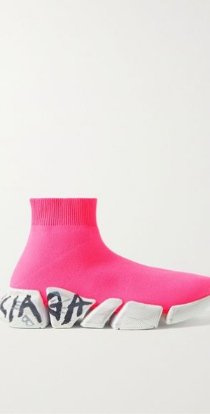 BALENCIAGA - Speed 2.0 Graffiti stretch-knit high-top sneakers