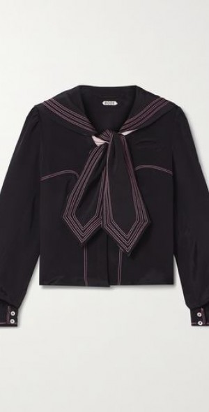 BODE - Seafarer tie-neck silk shirt