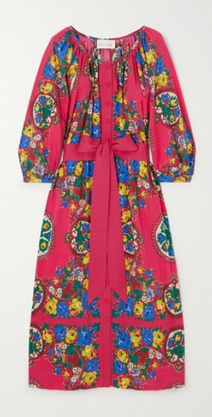 CARA CARA - Simone belted floral-print cotton-voile midi dress