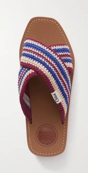 CHLOÉ - Woody striped crocheted slides