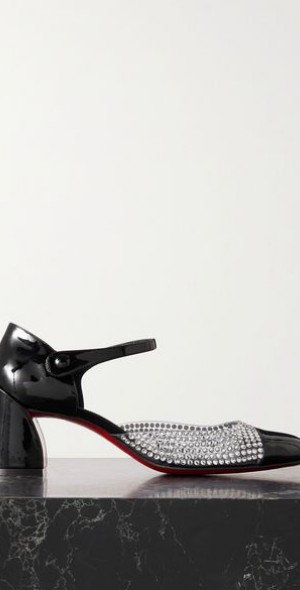 CHRISTIAN LOUBOUTIN - Miss MJ Strass 55 PVC and patent-leather Mary ...