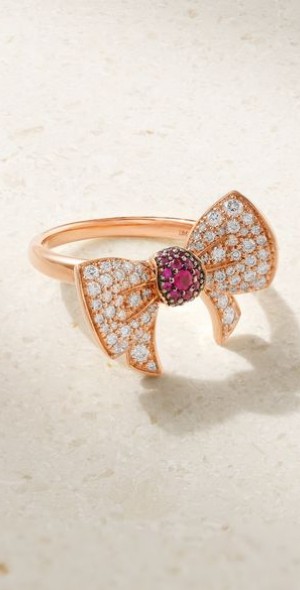DAVID MORRIS - Beaux Small 18-karat rose gold, diamond and ruby ring