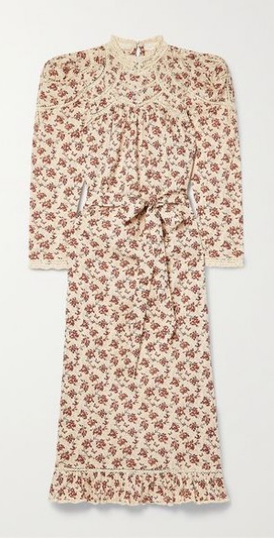 DÔEN - Gabrielle lace-trimmed pintucked floral-print cotton-voile maxi ...