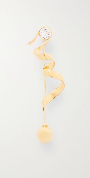 DRIES VAN NOTEN - Gold-tone crystal brooch