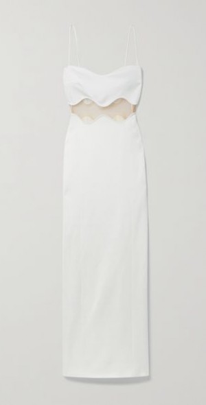 GALVAN - Isola Bella mesh-paneled knitted maxi dress