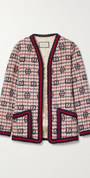 GUCCI - Checked wool-blend tweed jacket