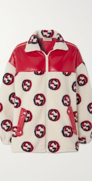 GUCCI - Shell-trimmed wool-fleece jacquard jacket