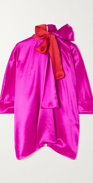 HALPERN - Two-tone silk-satin top