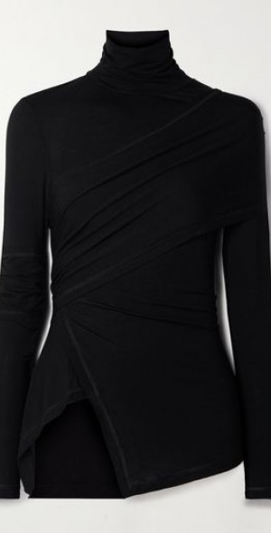 HELMUT LANG - Draped stretch-Lyocell jersey turtleneck top