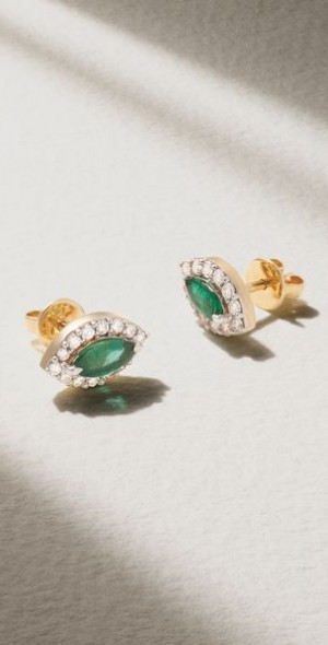 HOUSE OF MERAKI - Myra Mini 18-karat gold, emerald and diamond earrings