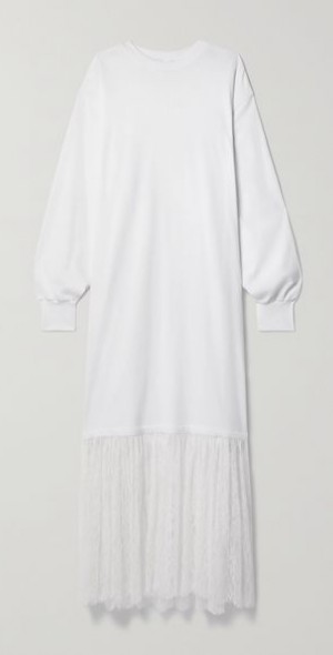 INTERIOR - The Bobby cotton-jersey and pleated corded lace maxi dress