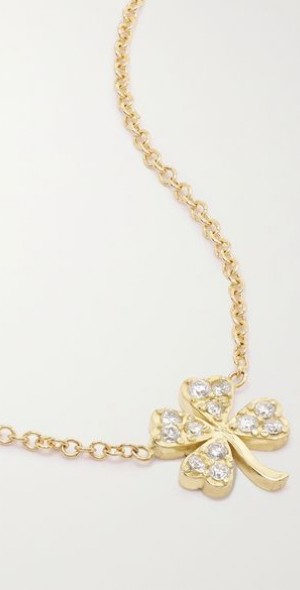 JENNIFER MEYER - Mini Clover 18-karat gold diamond necklace