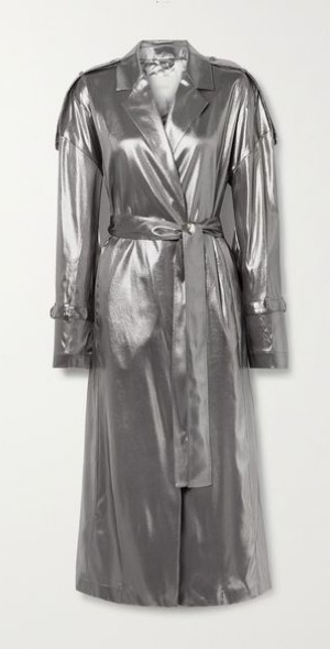 LAPOINTE - Belted silk-lamé trench coat
