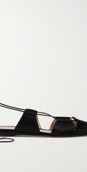 LE MONDE BERYL - Greek lace-up silk-satin ballet flats