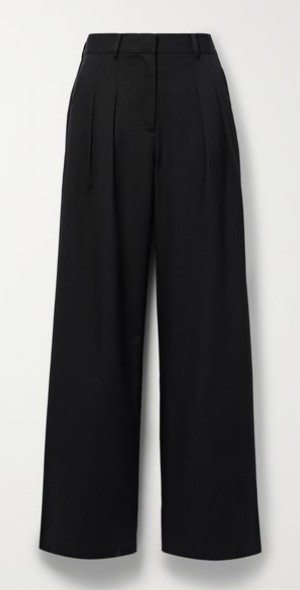 LOVESHACKFANCY - Adams pleated wool-blend twill wide-leg pants