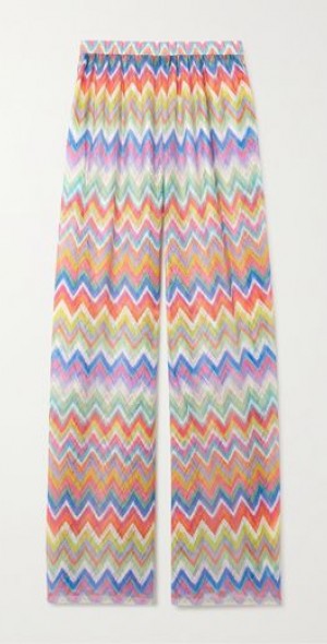 Missoni Striped Crochet Knit Wide Leg Pants