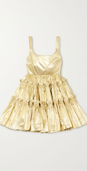 MOLLY GODDARD - Selene gathered metallic lamé mini dress