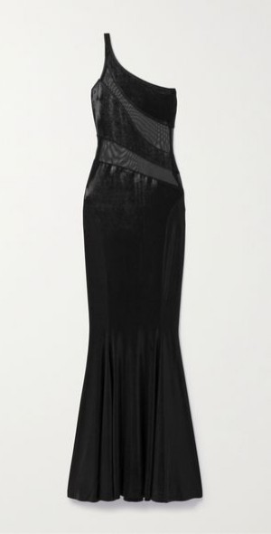 NORMA KAMALI - Snake one-shoulder mesh-paneled metallic stretch-jersey gown