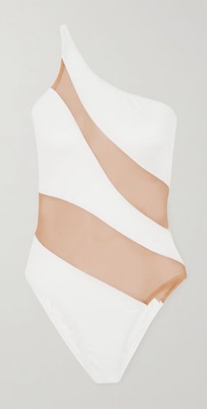 NORMA KAMALI - Snake one-shoulder mesh-paneled swimsuit