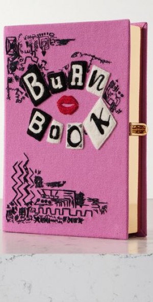 Olympia Le Tan Mean Girls Burn Book Embroidered Appliquéd Canvas Clutch