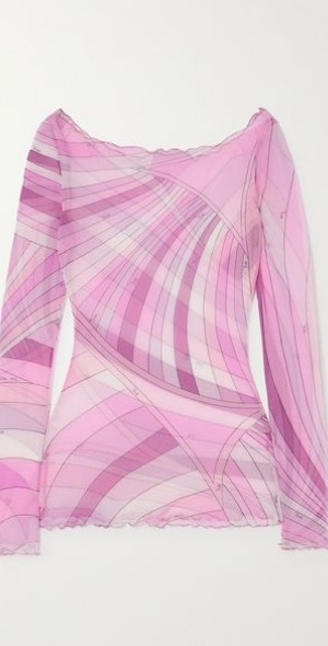 PUCCI - Printed tulle top