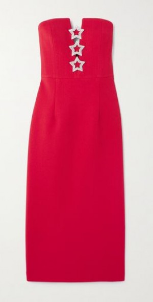 REBECCA VALLANCE - Akari strapless cutout crystal-embellished cady midi ...
