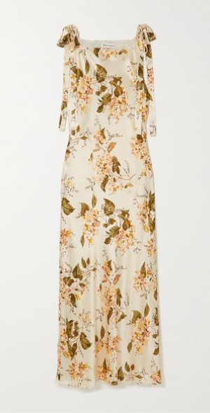 REFORMATION - Aden bow-detailed floral-print silk-charmeuse midi dress