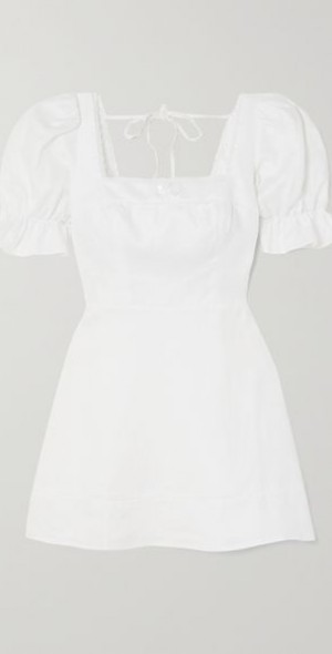 REFORMATION - Evianna lace-trimmed linen mini dress