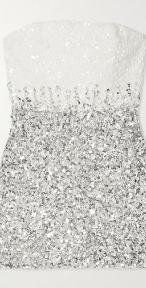 RETROFÊTE - Katalina strapless two-tone sequined tulle mini dress