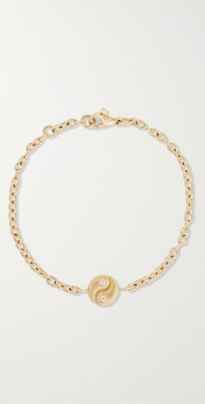 RETROUVAÍ - Mini Yin Yang 14-karat gold diamond bracelet