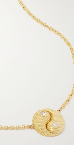 RETROUVAÍ - Mini Yin Yang 14-karat gold diamond necklace