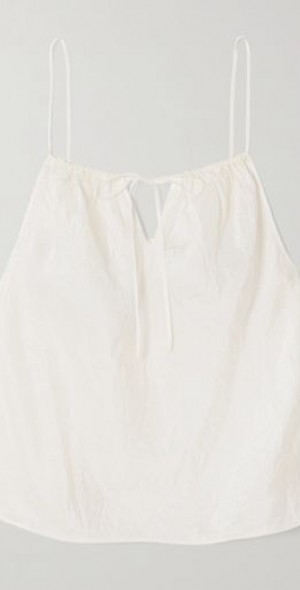 SKIN - Tali tie-detailed crinkled silk-habotai camisole