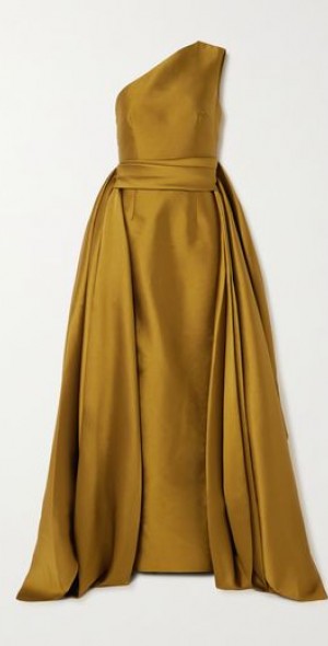 SOLACE LONDON - Charo one-shoulder draped satin-twill gown