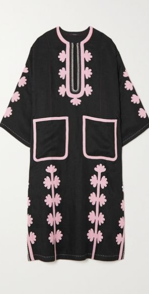 VITA KIN - Amina embroidered linen midi dress