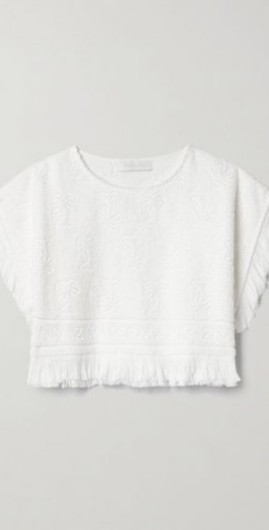 ZIMMERMANN - Alight cropped fringed cotton-terry jacquard top