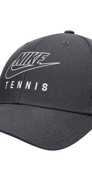 Nike - Unisex Club Structured Dri-FIT Tennis Futura Swoosh Cap in Grey ...