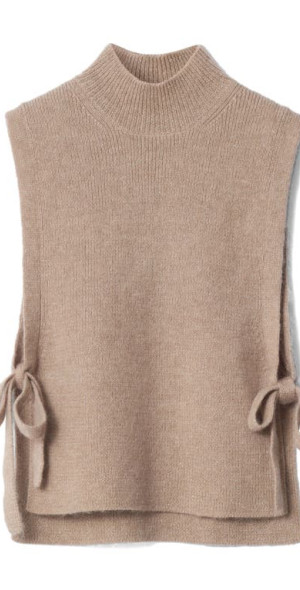 & Other Stories - Wool & Mohair Side Tie Bib Vest in Mole Medium Dusty ...