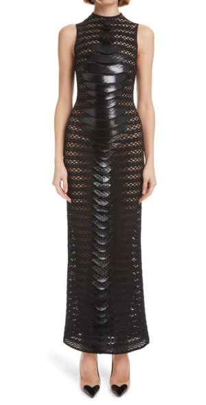 Alaïa - 3D Appliqué Mesh Maxi Dress in Noir Alaia at Nordstrom