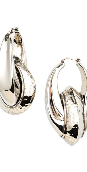 Alexander McQueen - Iris Hammered Hoop Earrings in 0446 Mcq0911Sil. v.b Antil