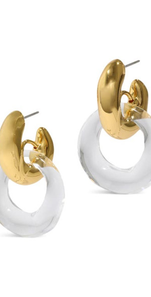 Alexis Bittar - Luminous Lucite Door Knocker Hoop Earrings in Clear