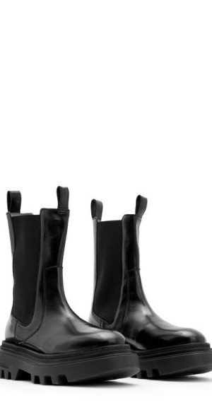AllSaints - Alex Lug Sole Chelsea Boot in Black Shine at Nordstrom, Size 6Us