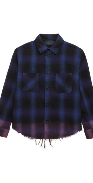 AMIRI - Kids' Ombré Plaid Button-Up Shirt in Blue at Nordstrom